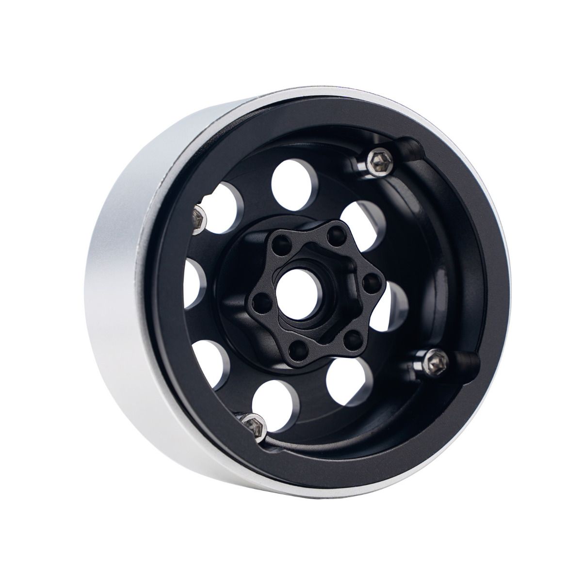 Powerhobby B2 Aluminum 1.9 Beadlock Wheels 9mm Hubs Black (4) 1/10 Roc ...